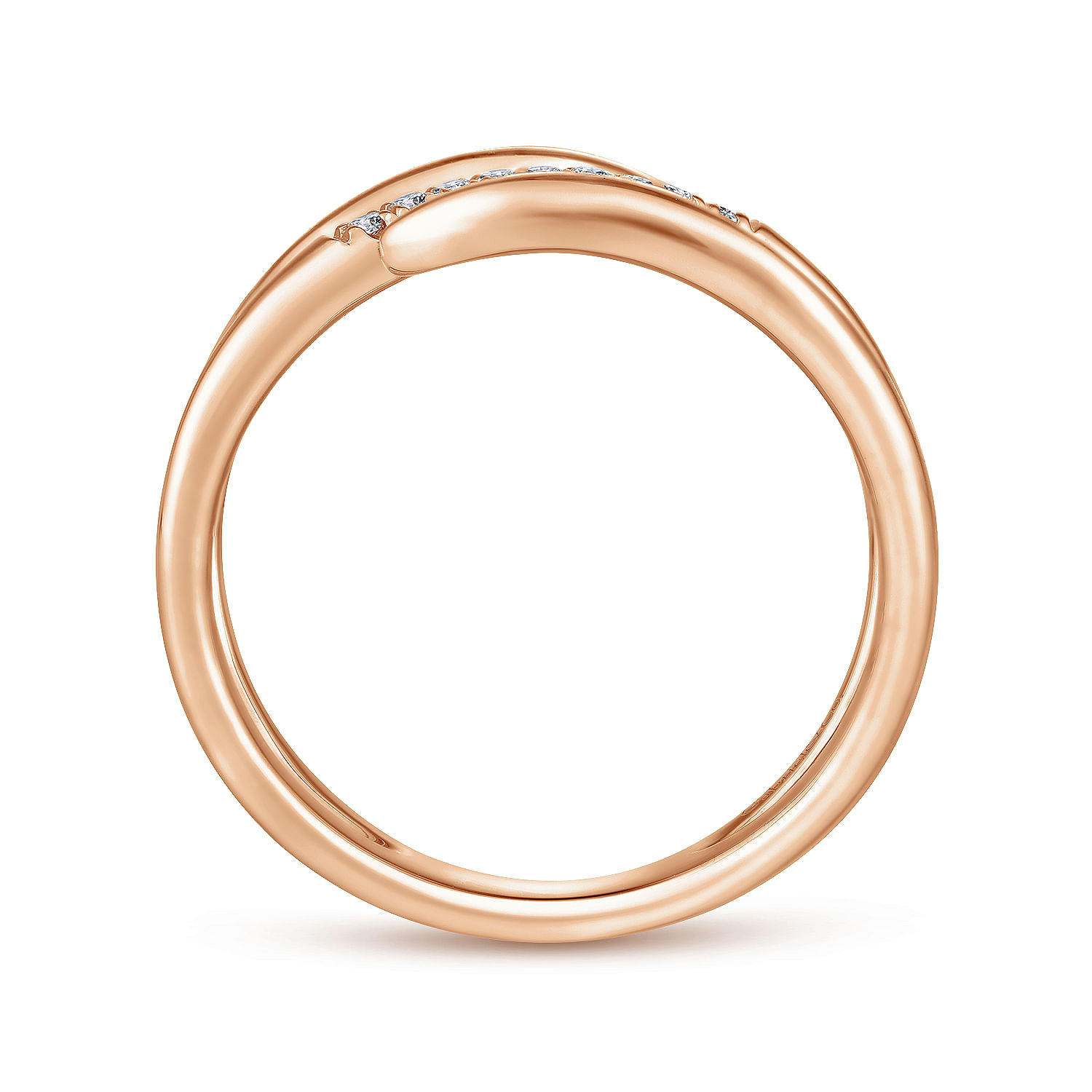 14K Rose Gold Split Shank Pave Diamond Wrap Ring