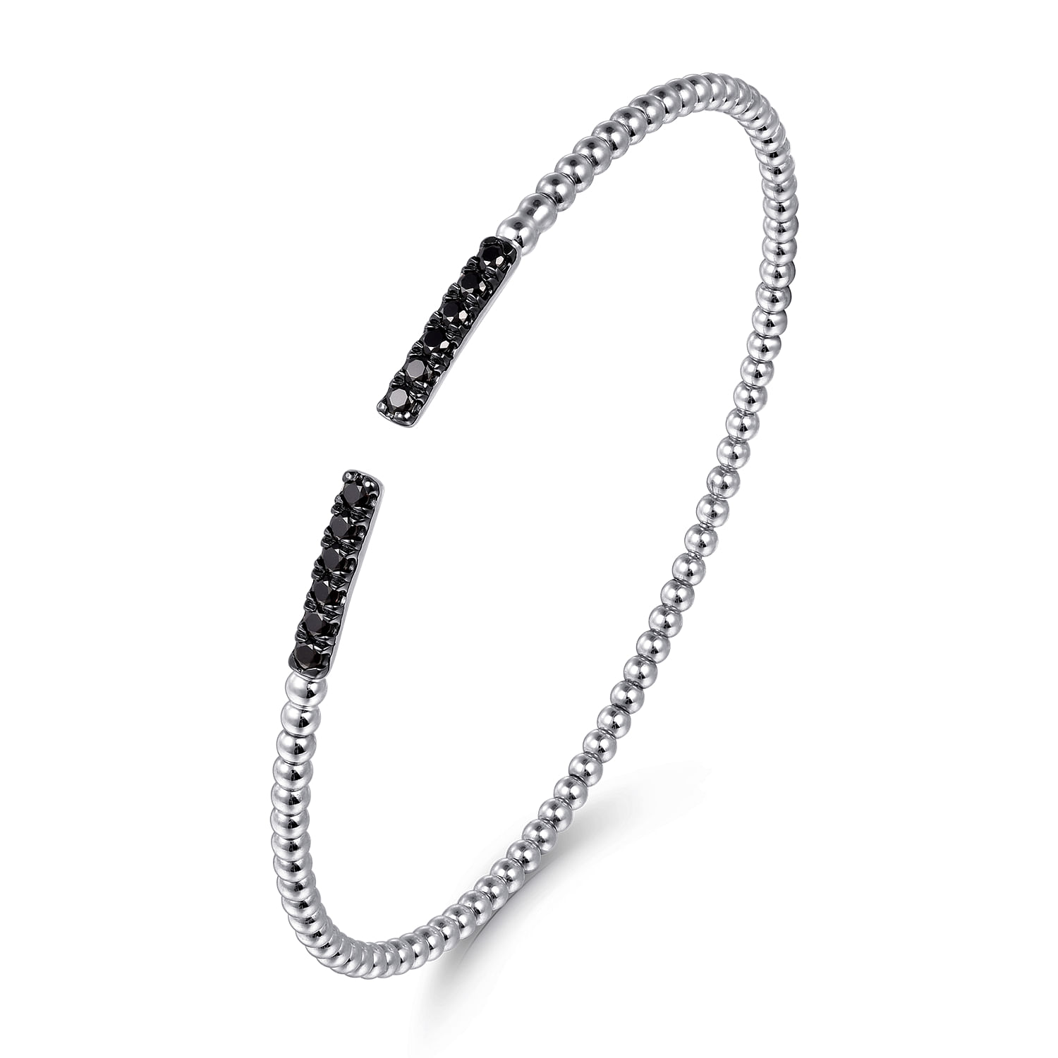 14K White Gold Black Diamond Bangle