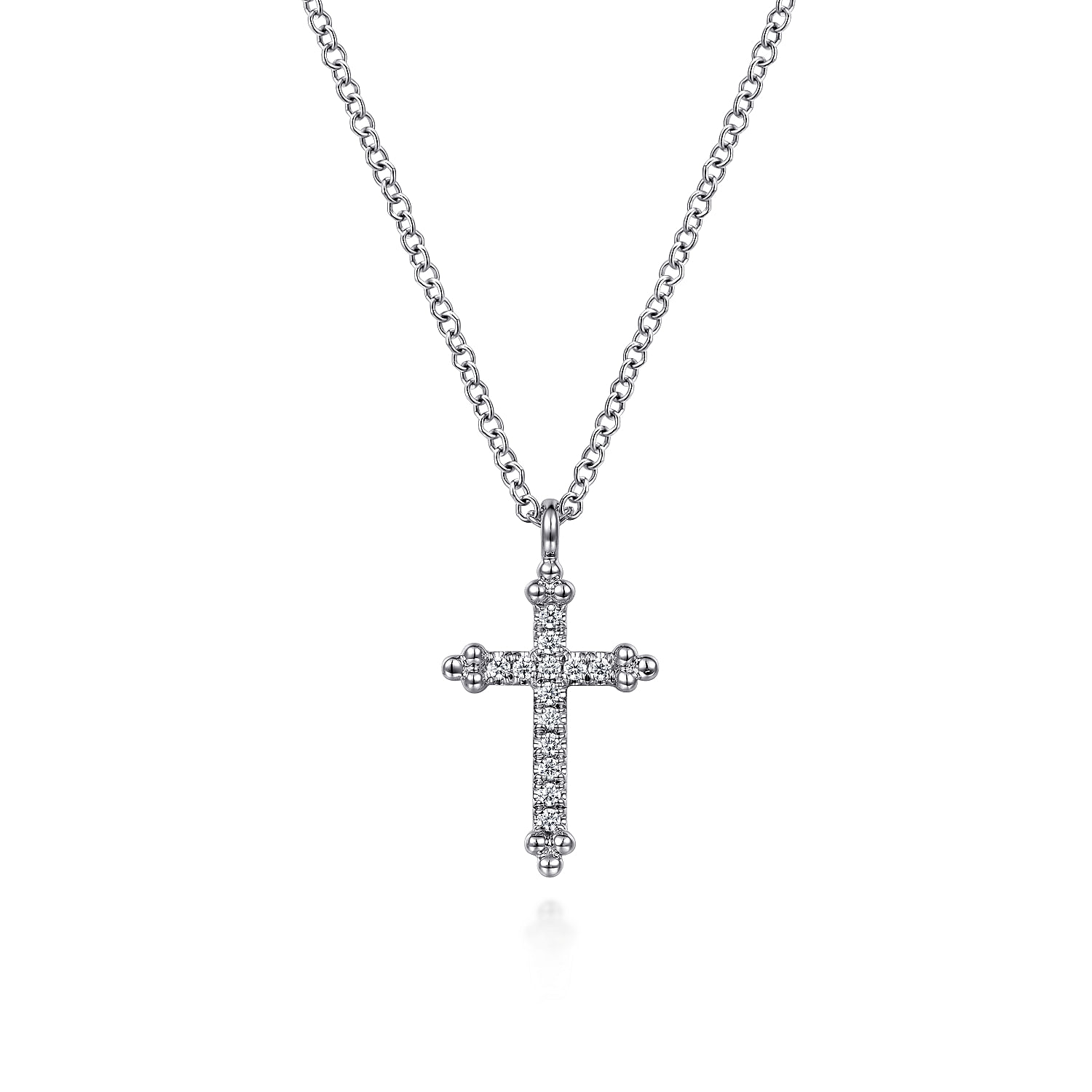 14K White Gold Bujukan Diamond Cross Pendant Necklace 675. Shop Necklaces Gabriel Co