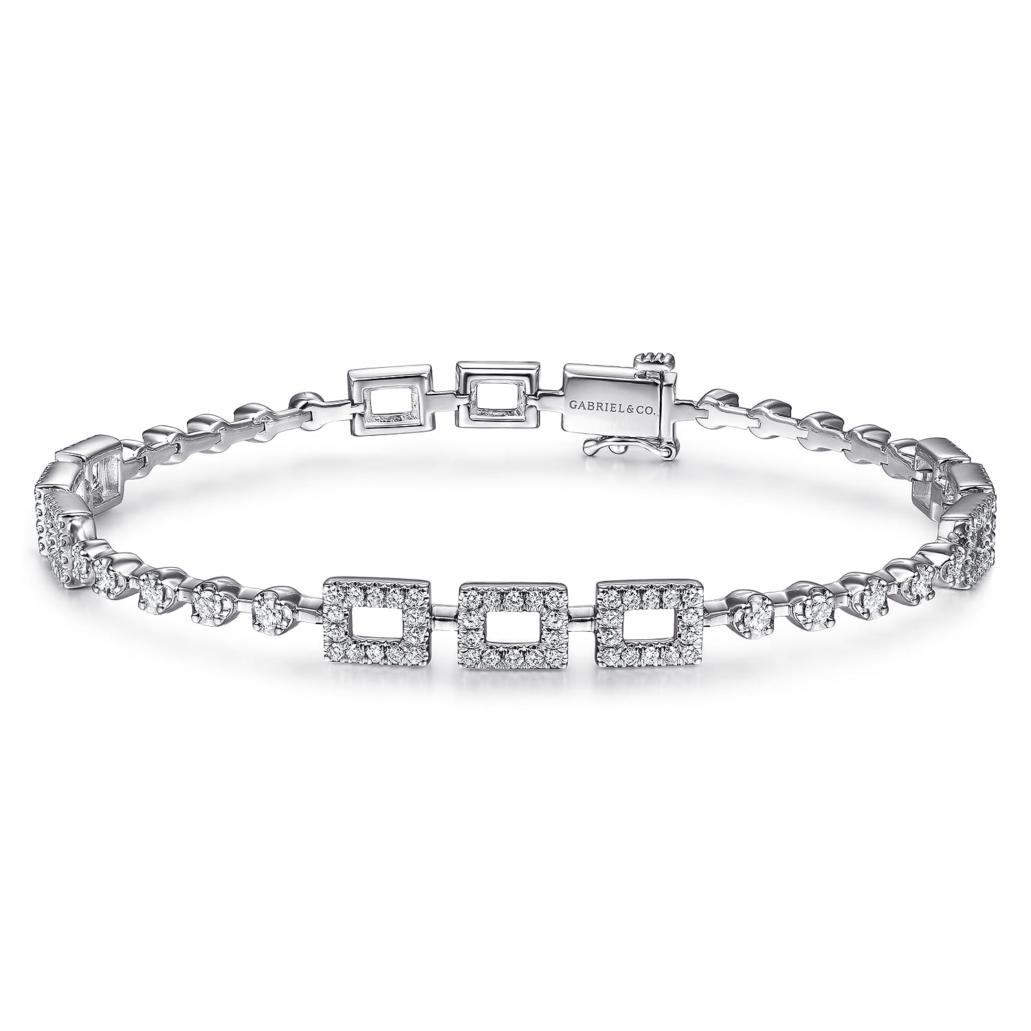 14k White Gold Lusso Tennis Bracelet. SKU: TB4308W45JJ | Gabriel & Co.