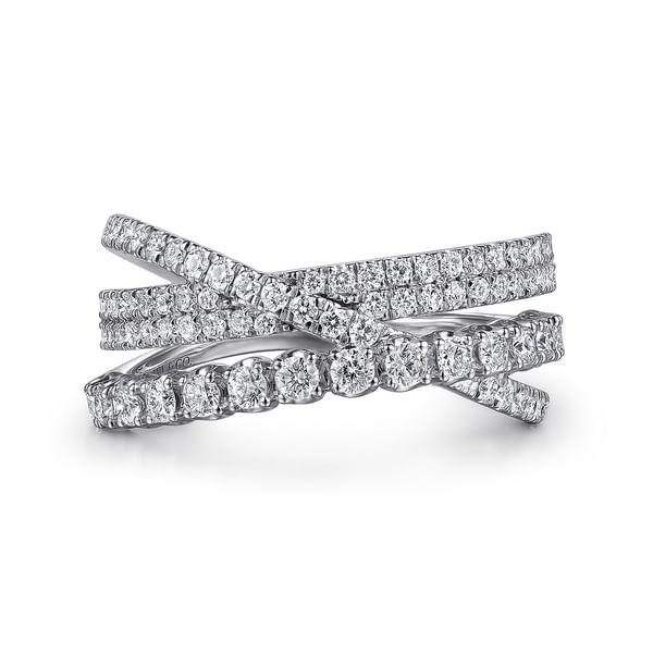 14K White Gold Diamond Criss Cross Ring @ $3150. Shop Ladies Rings ...