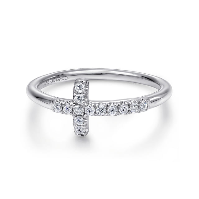 14k White Gold Cross Lusso [Ring Type]. SKU LR50221W45JJ | Gabriel & Co.