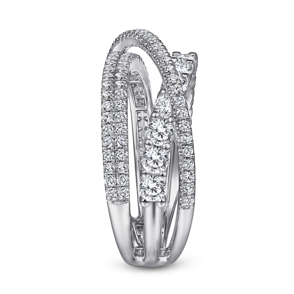 14K White Gold Diamond Layered Criss Cross Ring @ $3800. Shop Ladies ...