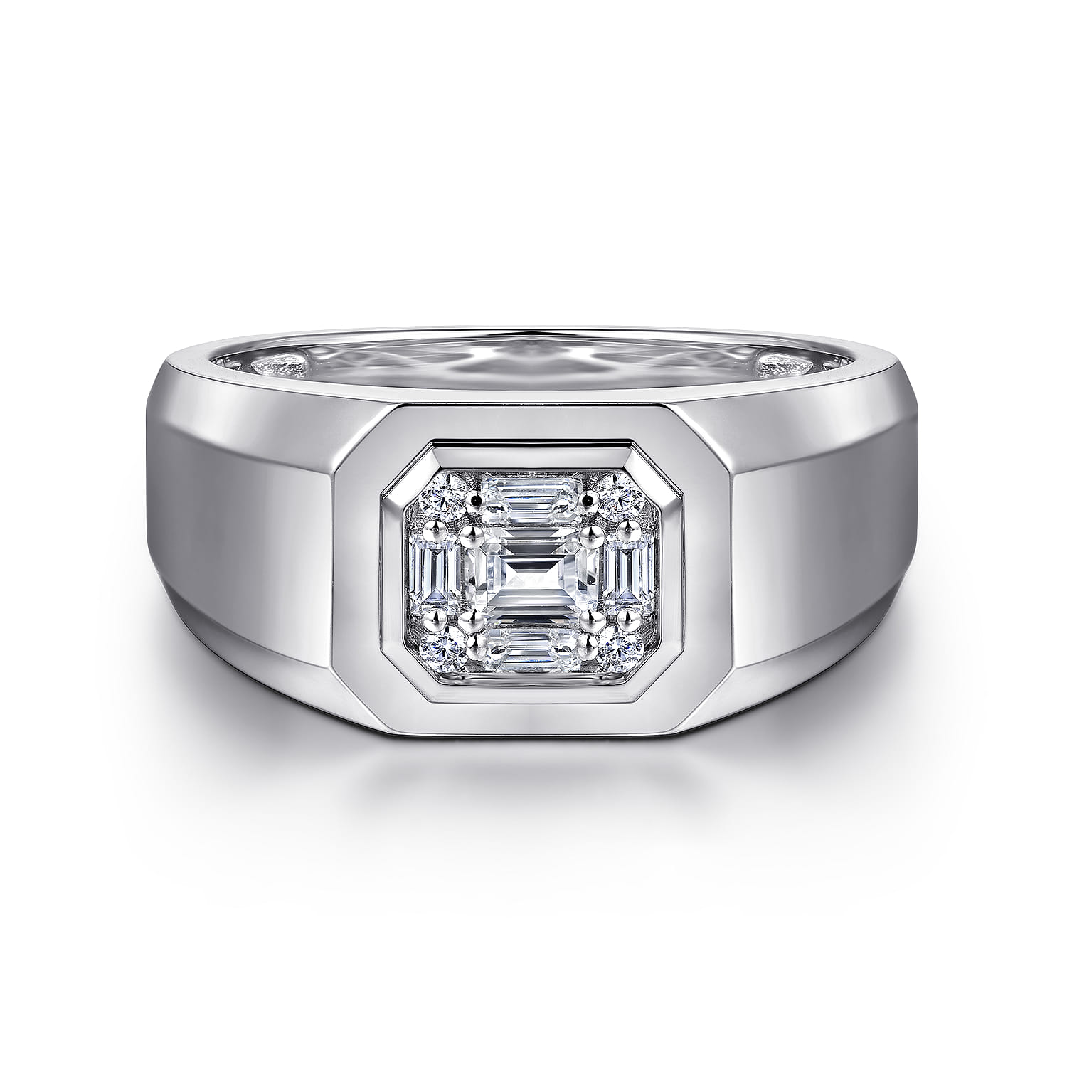 14K White Gold Diamond Mens Engagement Ring in Sand Blast Finish | Shop ...