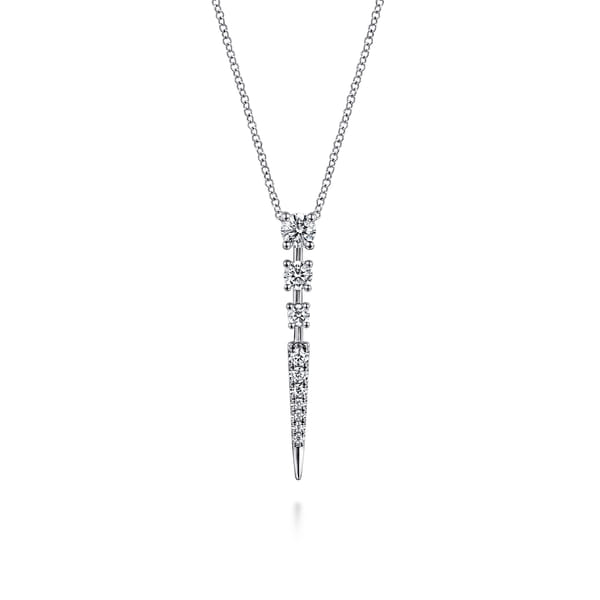 14K White Gold Diamond Spike Pendant Drop Necklace @ $3300. Shop ...