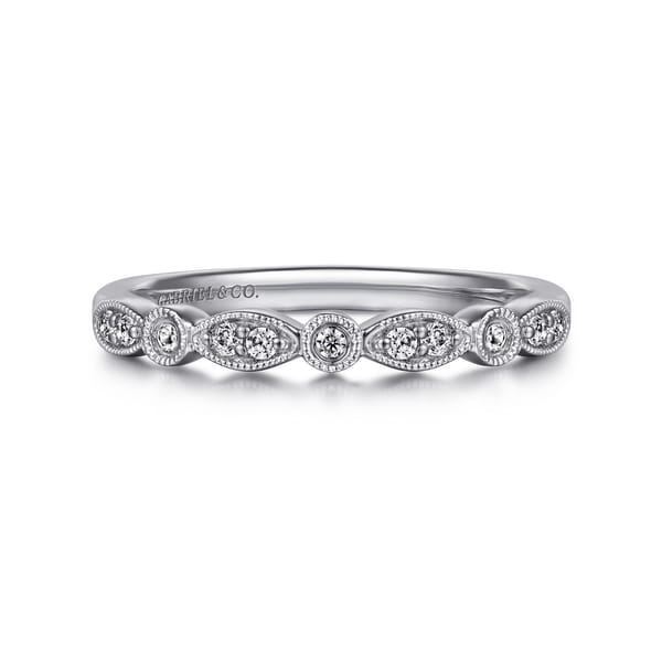 14K White Gold Diamond Stackable Ladies Ring @ $625. Shop Ladies Rings | Gabriel & Co.