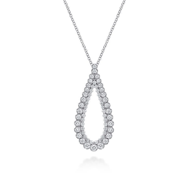 14k White Gold Pendant Lusso Necklace. SKU: NK8053W45JJ | Gabriel & Co.