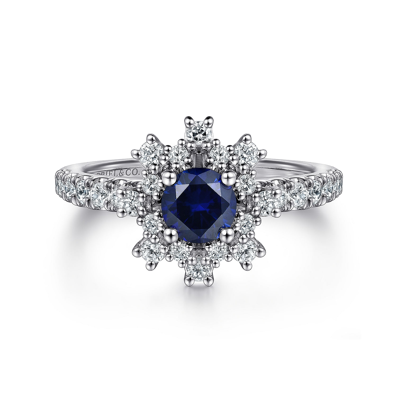 Blue sapphire and diamond 14kt white gold ring store