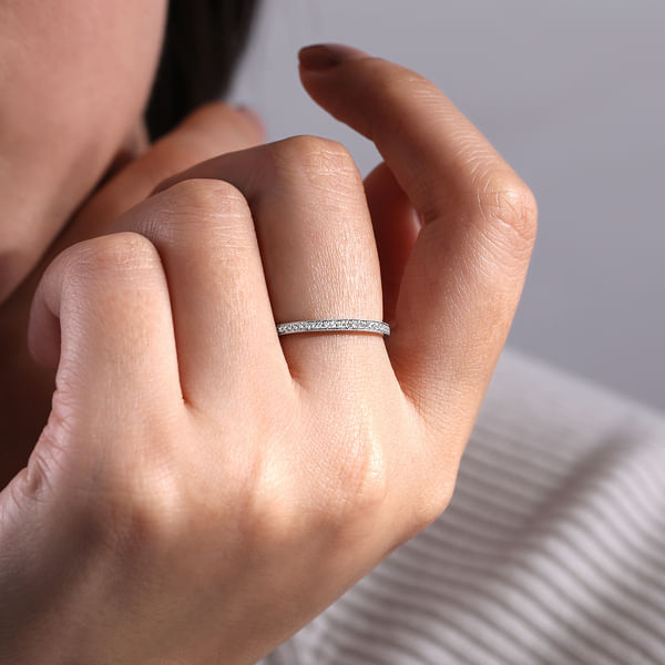 14K White Gold Pave Diamond Eternity Stackable Ring @ $900. Shop Ladies Rings | Gabriel & Co.