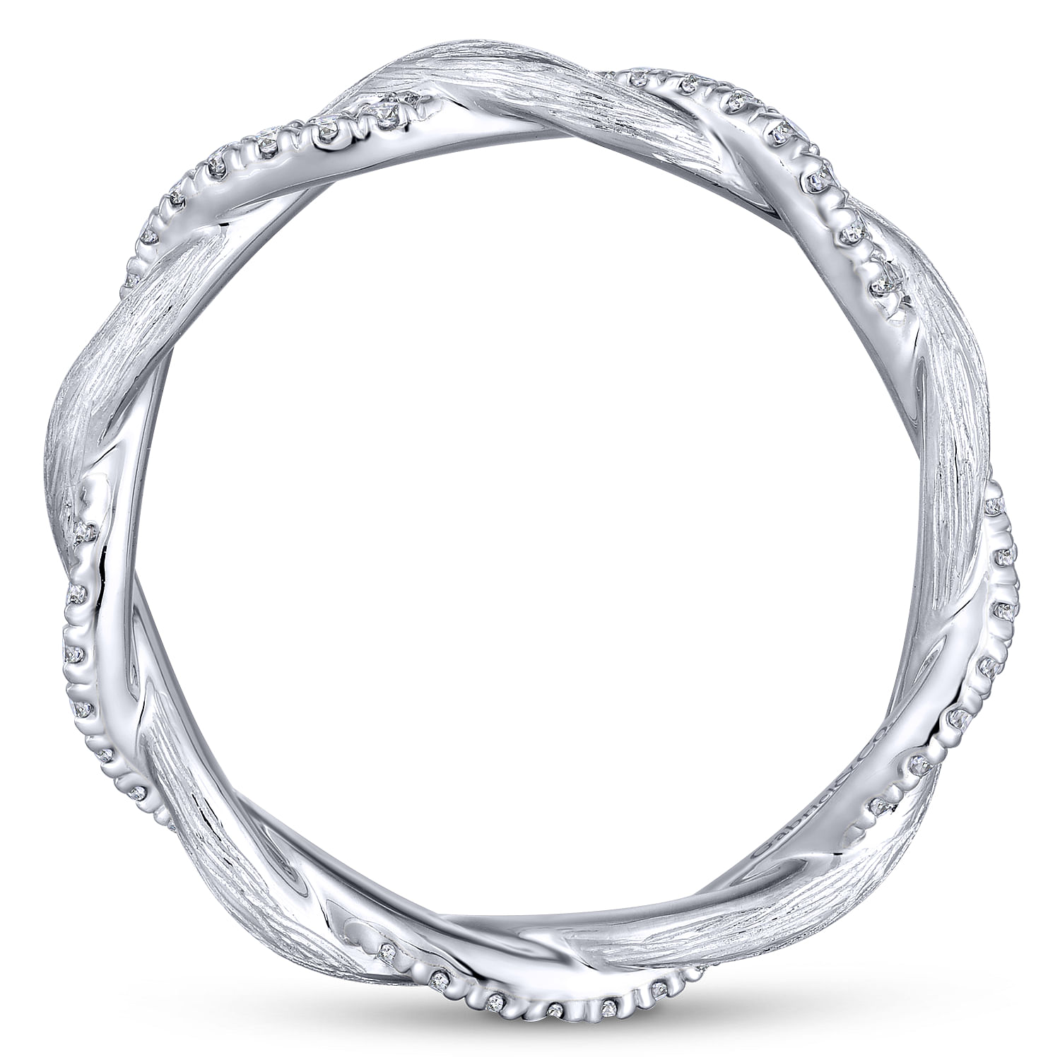 14K White Gold Twisted Diamond Stackable Ring