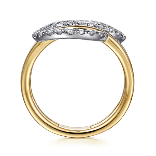 14K White Yellow Gold Diamond Interlock Fashion Ring | Shop 14k Yellow ...