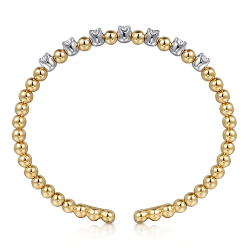 14K White and Yellow Gold Diamond Bujukan Beads Split Bangle | Shop 14k Yellow & white Gold ...