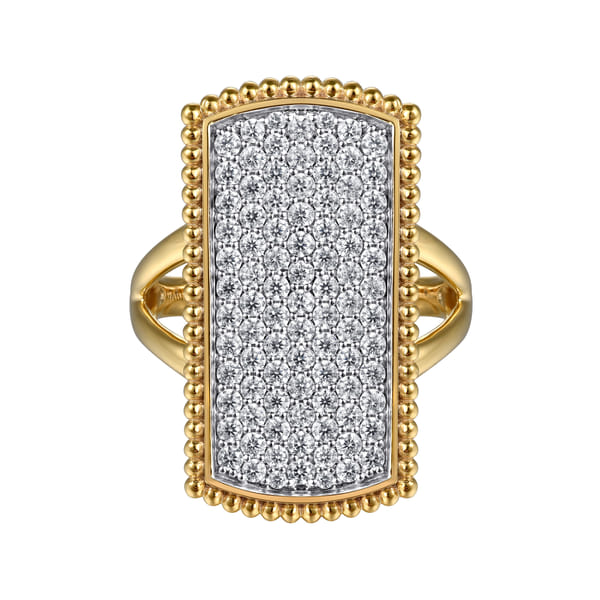 14K Yellow Gold Bujukan Diamond Cluster Signet Ring @ $3550. Shop ...