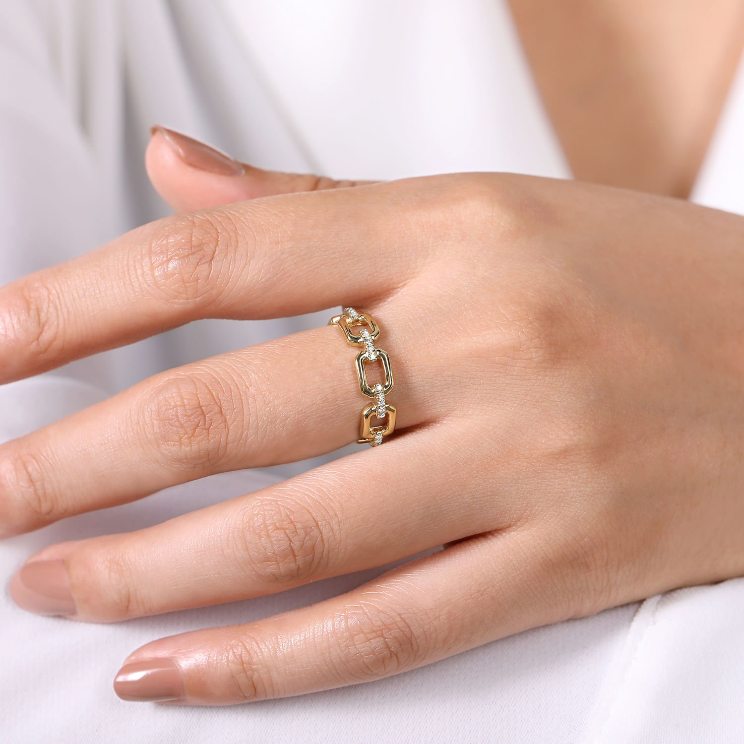 Chain Link Rings - Diamond Chain Link Rings | Gabriel & Co.