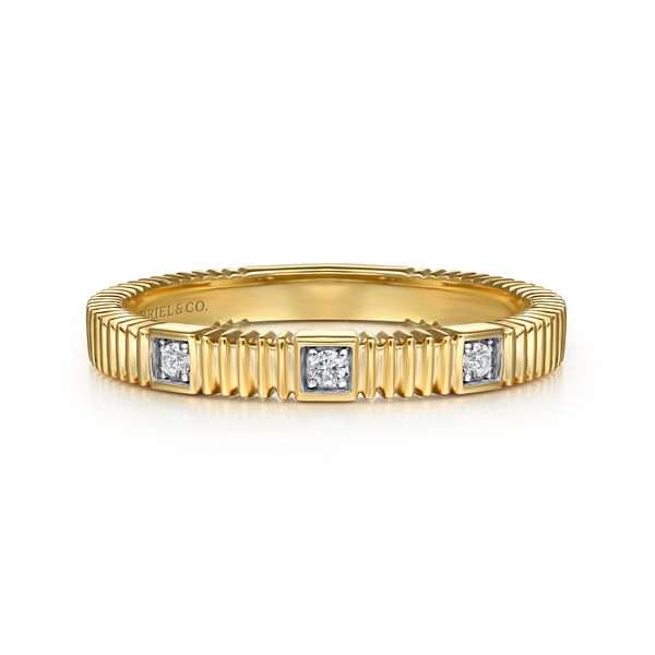 14K Yellow Gold Diamond Cut Stackable Ring @ $699. Shop Ladies Rings ...