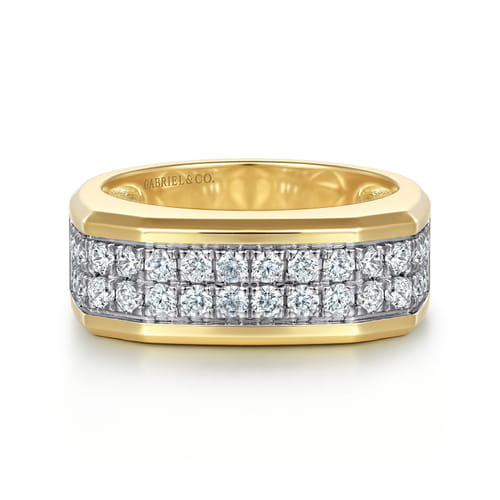 14K Yellow Gold Diamond Mens Ring in Sand Blast Finish | Shop 14k ...