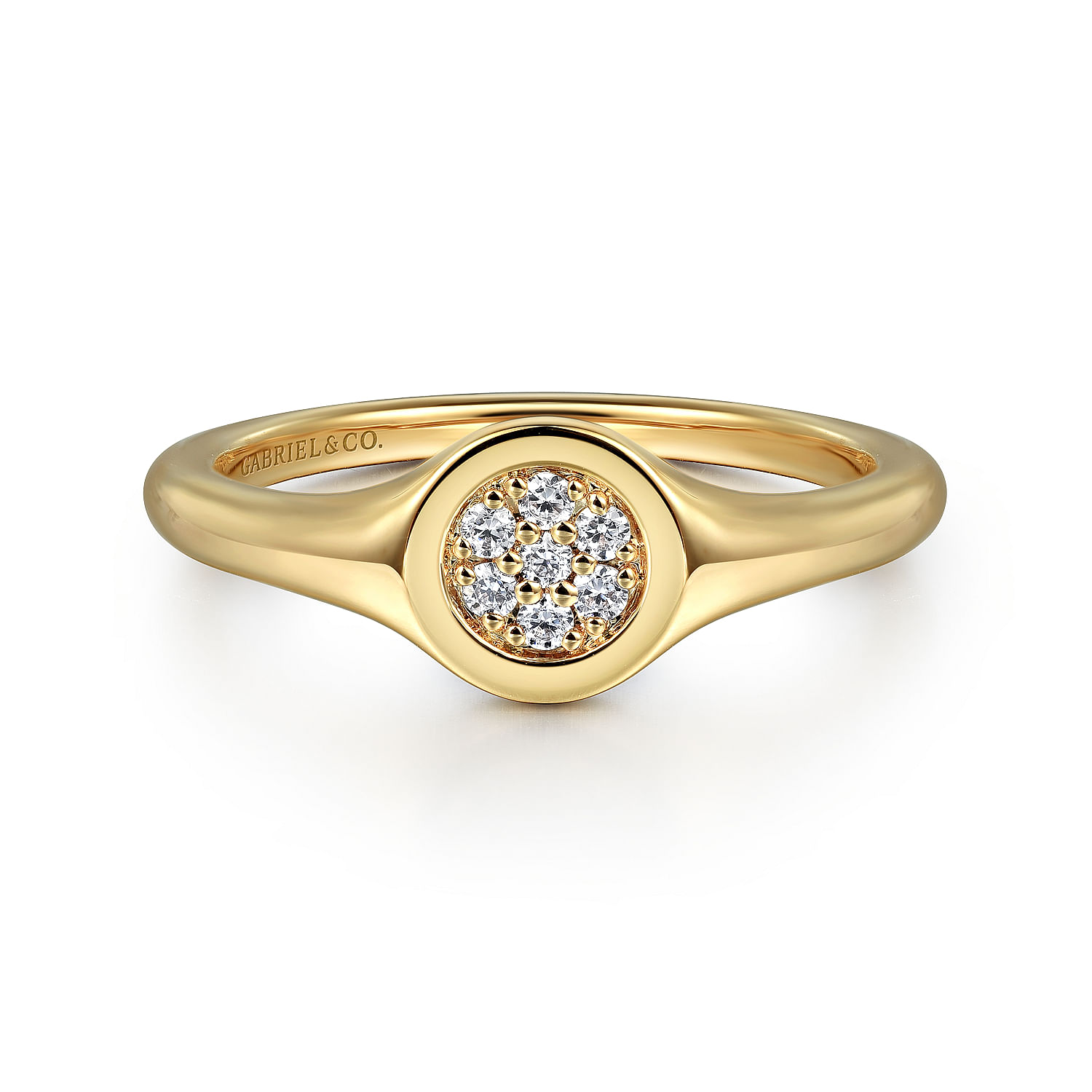 14K Yellow Gold Diamond Pave Pinky Signet Ring