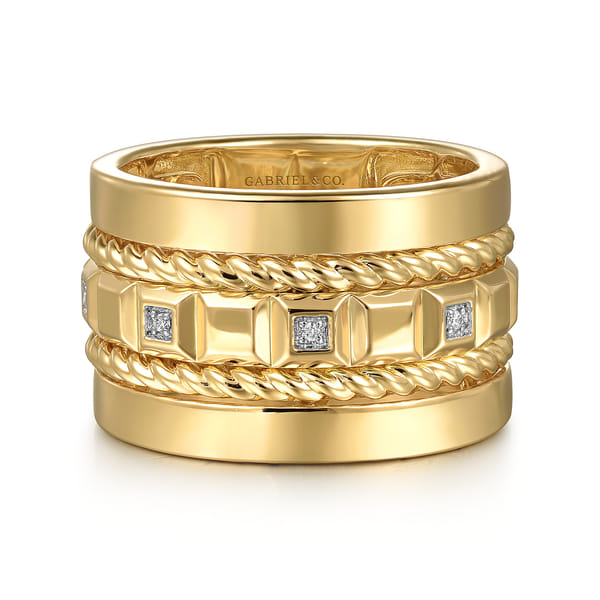 14K Yellow Gold Diamond Rope Easy Stackable Ladies Ring @ $3150. Shop ...