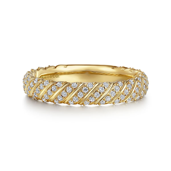 14K Yellow Gold Diamond Rope Stackable Ladies Ring @ $1700. Shop Ladies ...