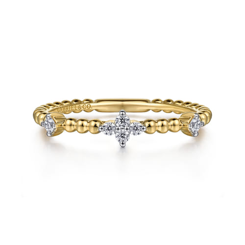 14K Yellow Gold Diamond Station Bujukan Stackable Ring | Shop 14k Yellow Gold Bujukan Rings ...