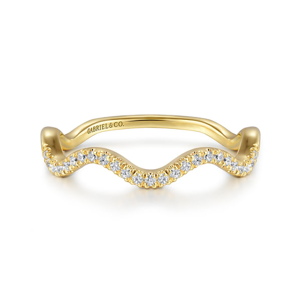 14K Yellow Gold Diamond Wave Stackable Ladies Ring @ $725. Shop Ladies ...