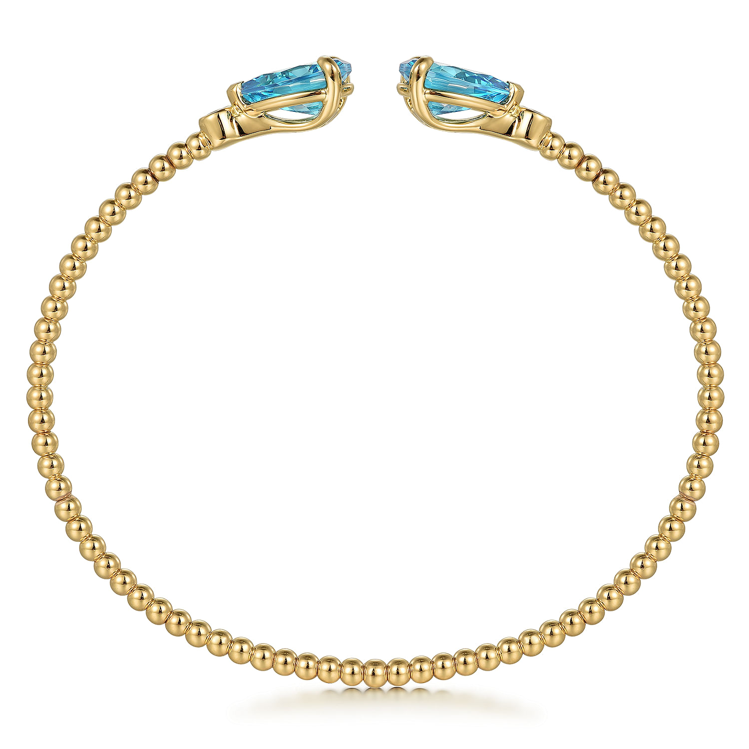 14K Yellow Gold Diamond and Pear Shape Blue Topaz Bujukan Bangle | Shop ...