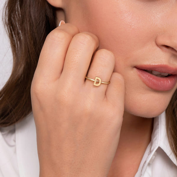 14K Yellow Gold Initial D Stackable Ring @ $330. Shop Ladies Rings ...