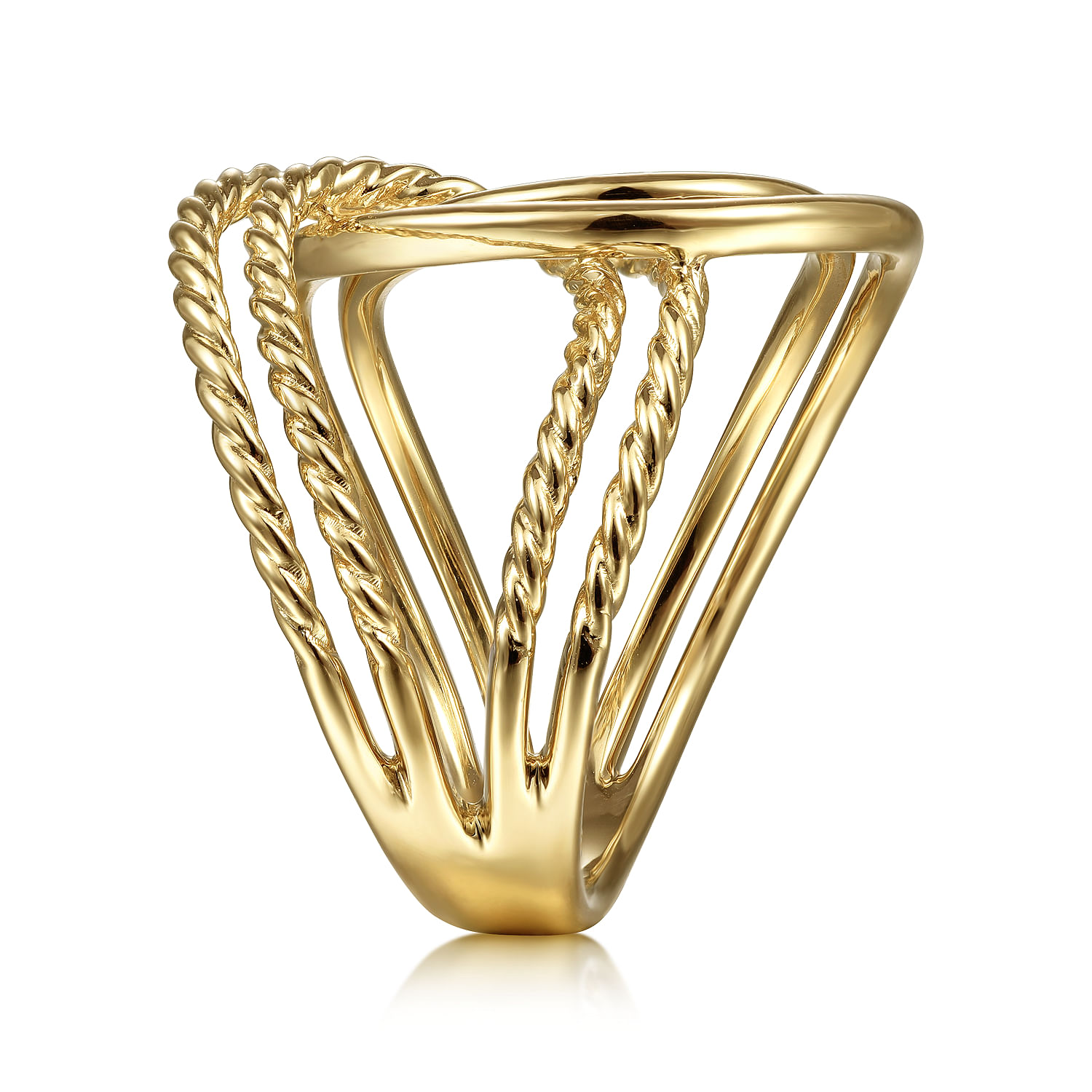 14K Yellow Gold Intertwined Twisted and Polished Rope Ring @ $1575 ...