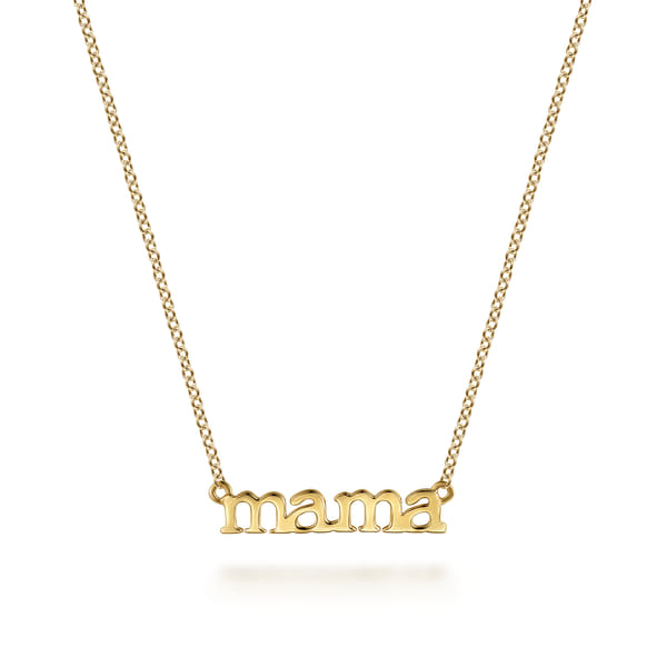 14K Yellow Gold MAMA Script Necklace @ $395. Shop Necklaces | Gabriel & Co.