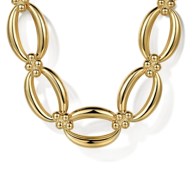 14K Yellow Gold Oval Link Chain Necklace wth Bujukan Connectors ...