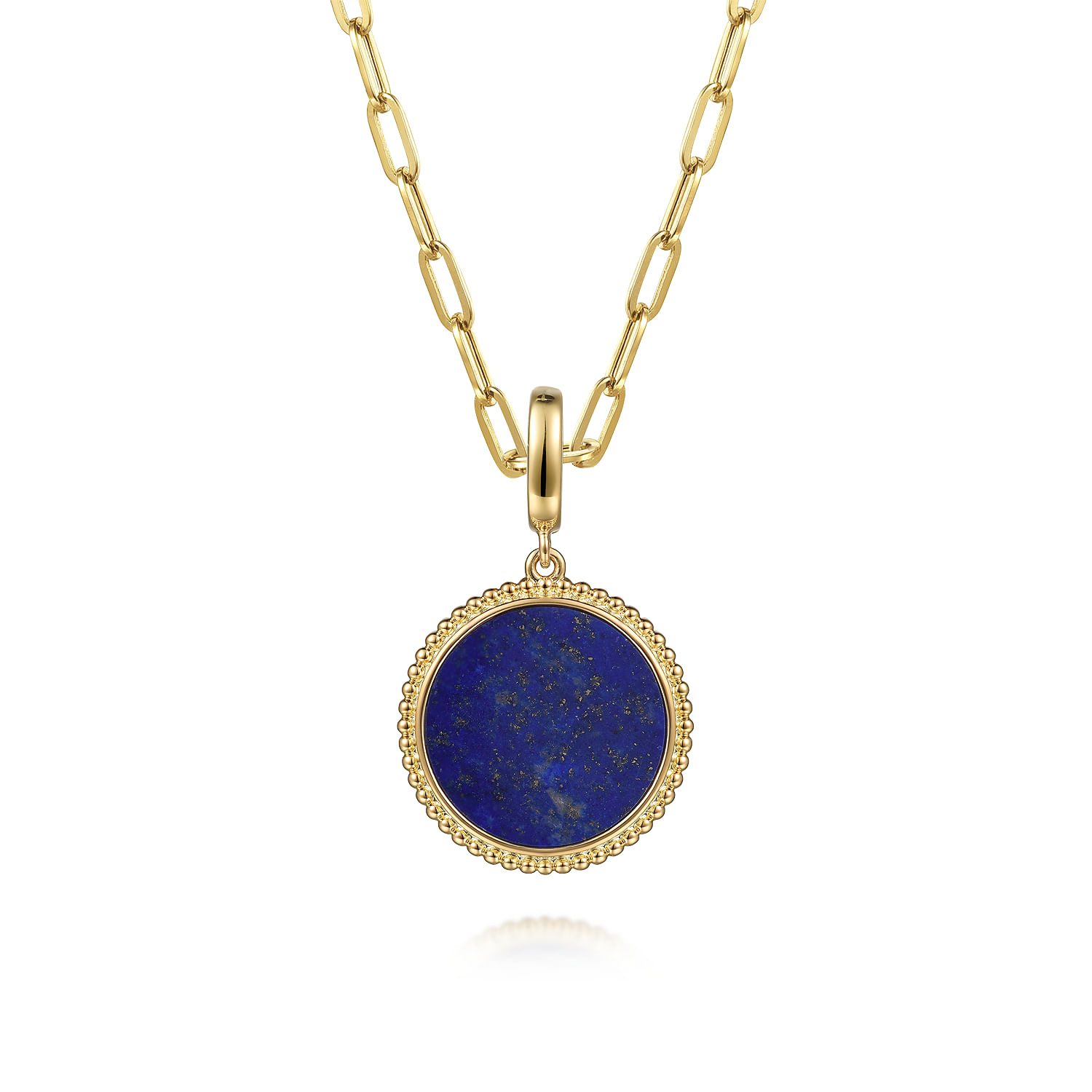 14K Yellow Gold Round Lapis Inlay Pendant @ $875. Shop Pendants ...