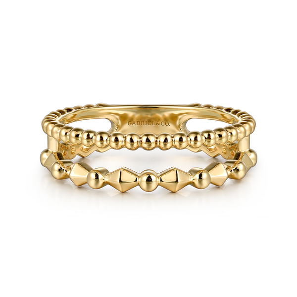 14K Yellow Plain Gold Bujukan Pyramid Easy Stackable Ring @ $650. Shop Ladies Rings | Gabriel & Co.