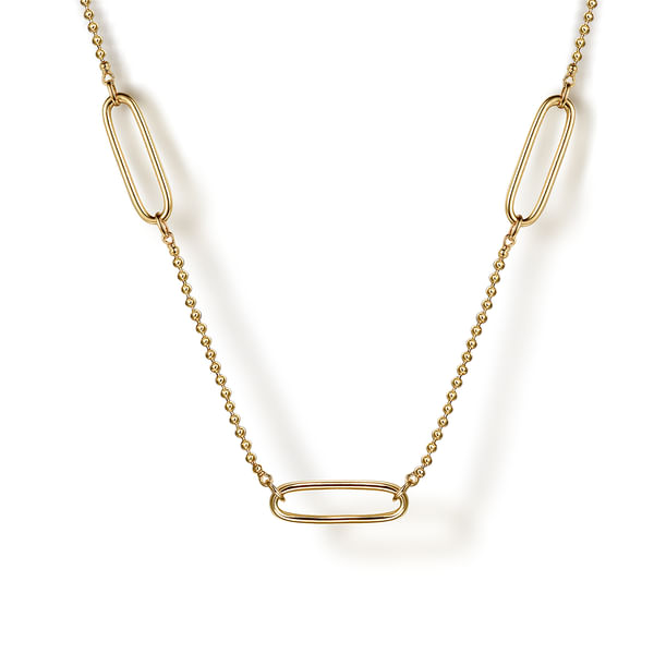 14K Yellow Plain Gold Bujukan and Link Station Necklace @ $1600. Shop Necklaces | Gabriel & Co.
