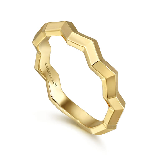 14K Yellow Plain Gold Zig-Zag Stackable Ladies Ring | Shop 14k Yellow Gold Stackable Rings ...