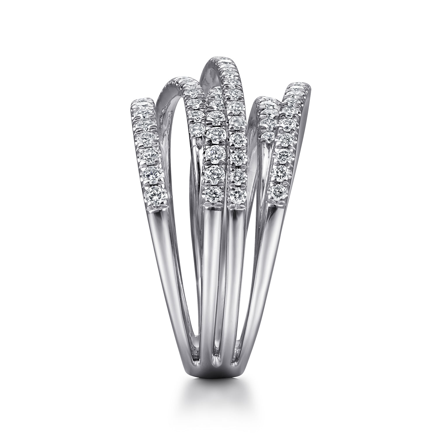 14k White Gold Layered Criss Crossing Wide Band Diamond Ring | Shop 14k White Gold Lusso Rings ...