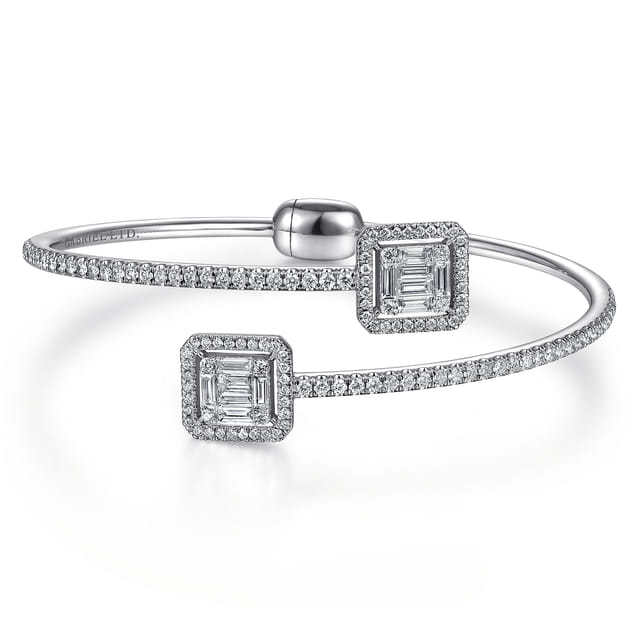 18k White Gold Lusso Open Bracelet. SKU: BG4318-65W84JJ | Gabriel & Co.