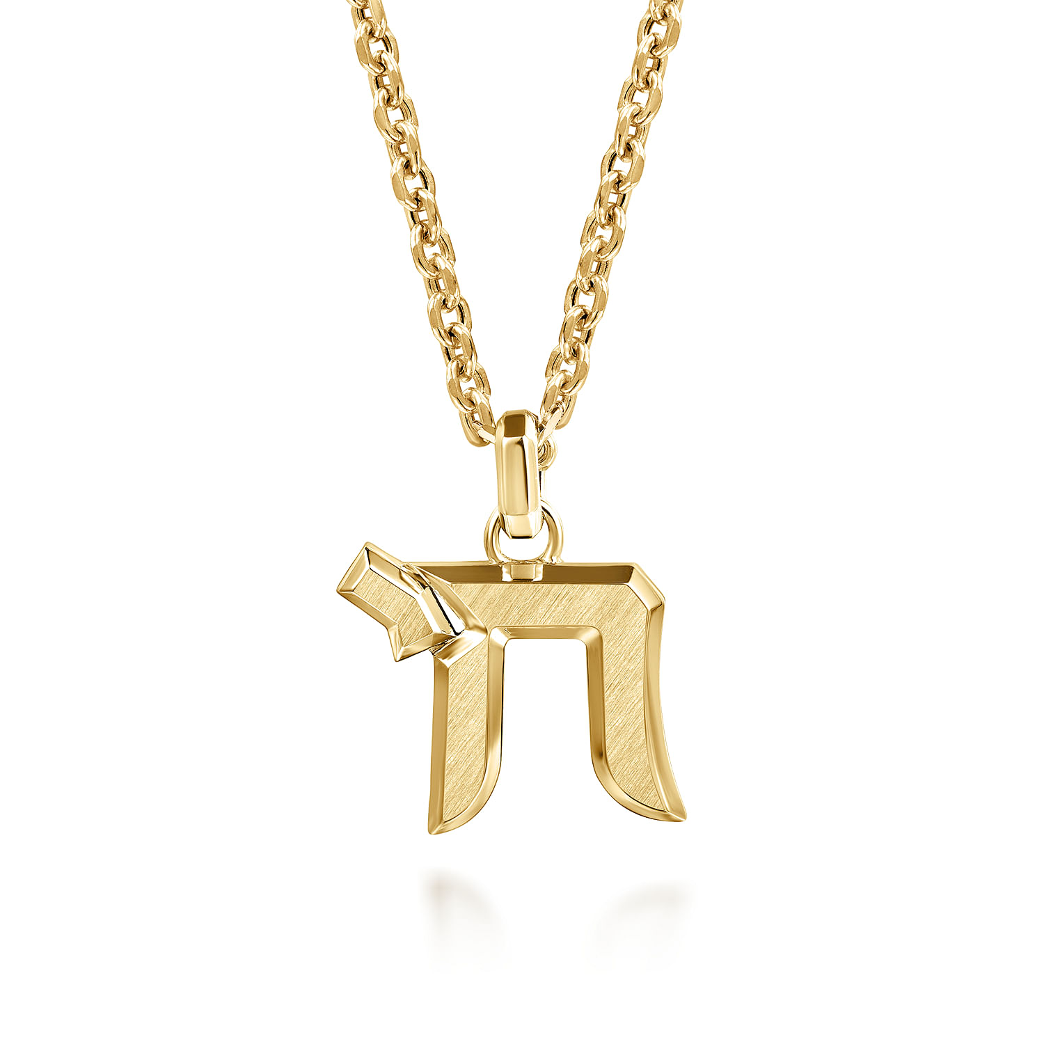 22 inch 14K Yellow Gold Chain and Chai Pendant Necklace