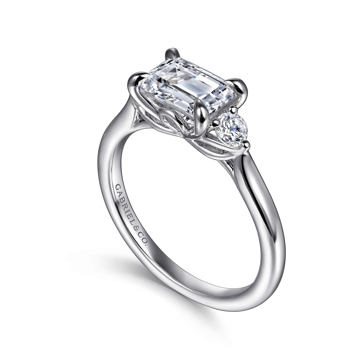 Emerald Cut 3 Stone Ring in 14k White Gold | Gabriel & Co. ER16435E6W44JJ