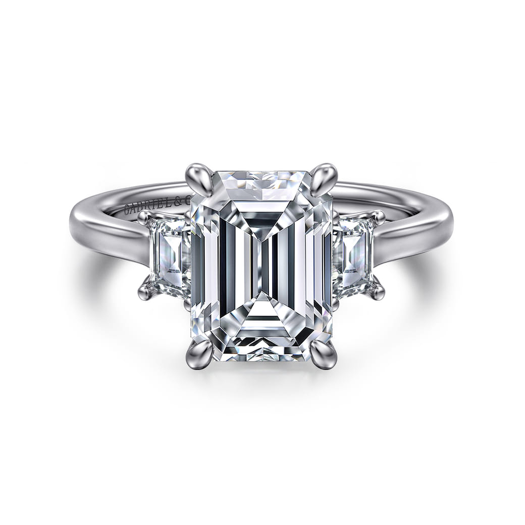 Emerald 3 Stone Engagement Ring