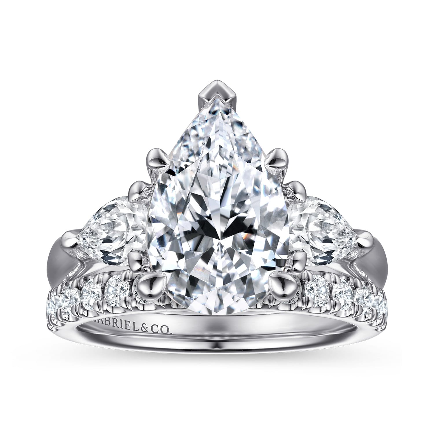 Pear 3 Stone Ring in 14k White Gold | Gabriel & Co. ER15844P12W44JJ