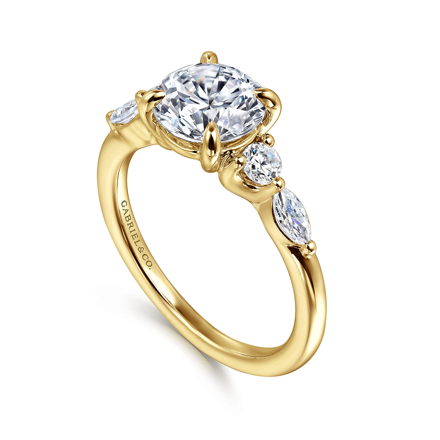 Round 3 Stone Ring in 14k Yellow Gold | Gabriel & Co. ER16199R6Y44JJ