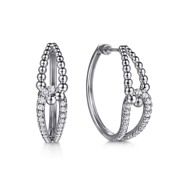 30mm 925 Sterling Silver Bujukan and White Sapphire Interlocking Hoop ...