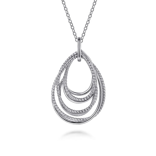 925 Sterling Silver Multi Row of Rope Teardrop Pendant Necklace | Shop ...