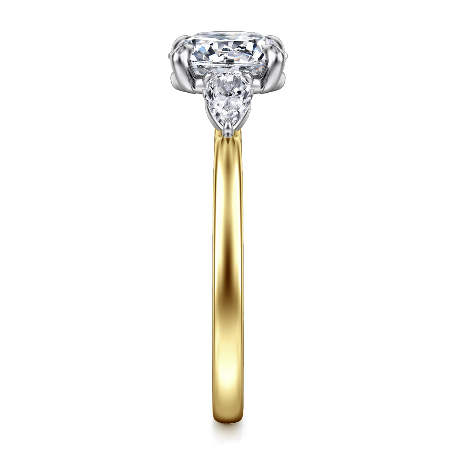Adalia - 14k Yellow & white Gold 1.5 Carat Round 3 Stone Natural Diamond Engagement Ring @ $2525 ...