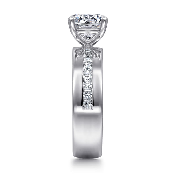 14K White Gold Wide Band Round Diamond Engagement Ring @ $3350. Shop ...
