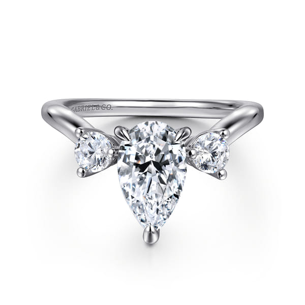 14K White Gold Pear Shaped Chevron Engagement Ring @ $3350. Shop ...