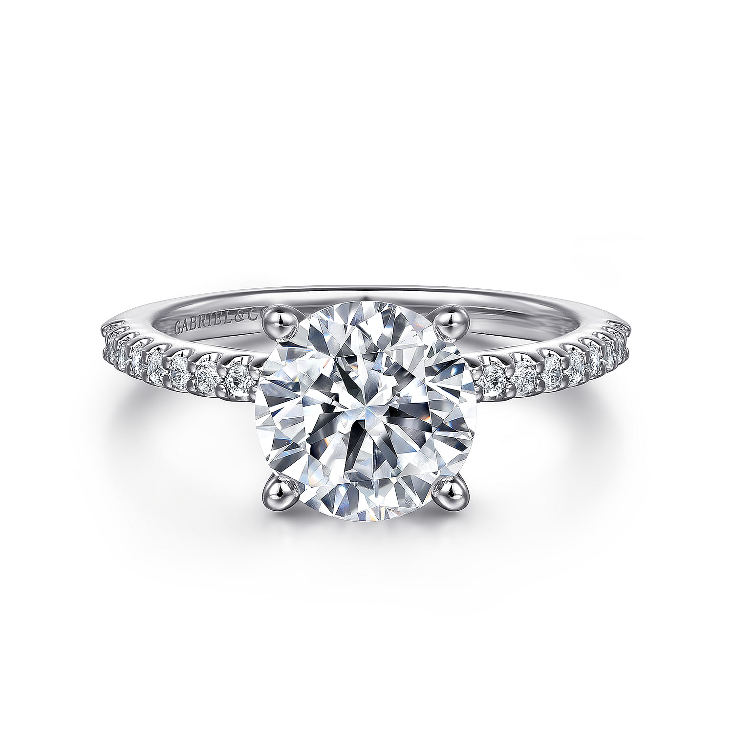 Amata 14K White Gold Round Diamond Engagement Ring
