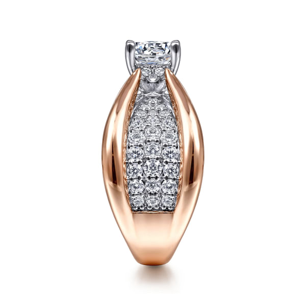 14K White-Rose Gold Wide Band Round Diamond Engagement Ring @ $5200 ...