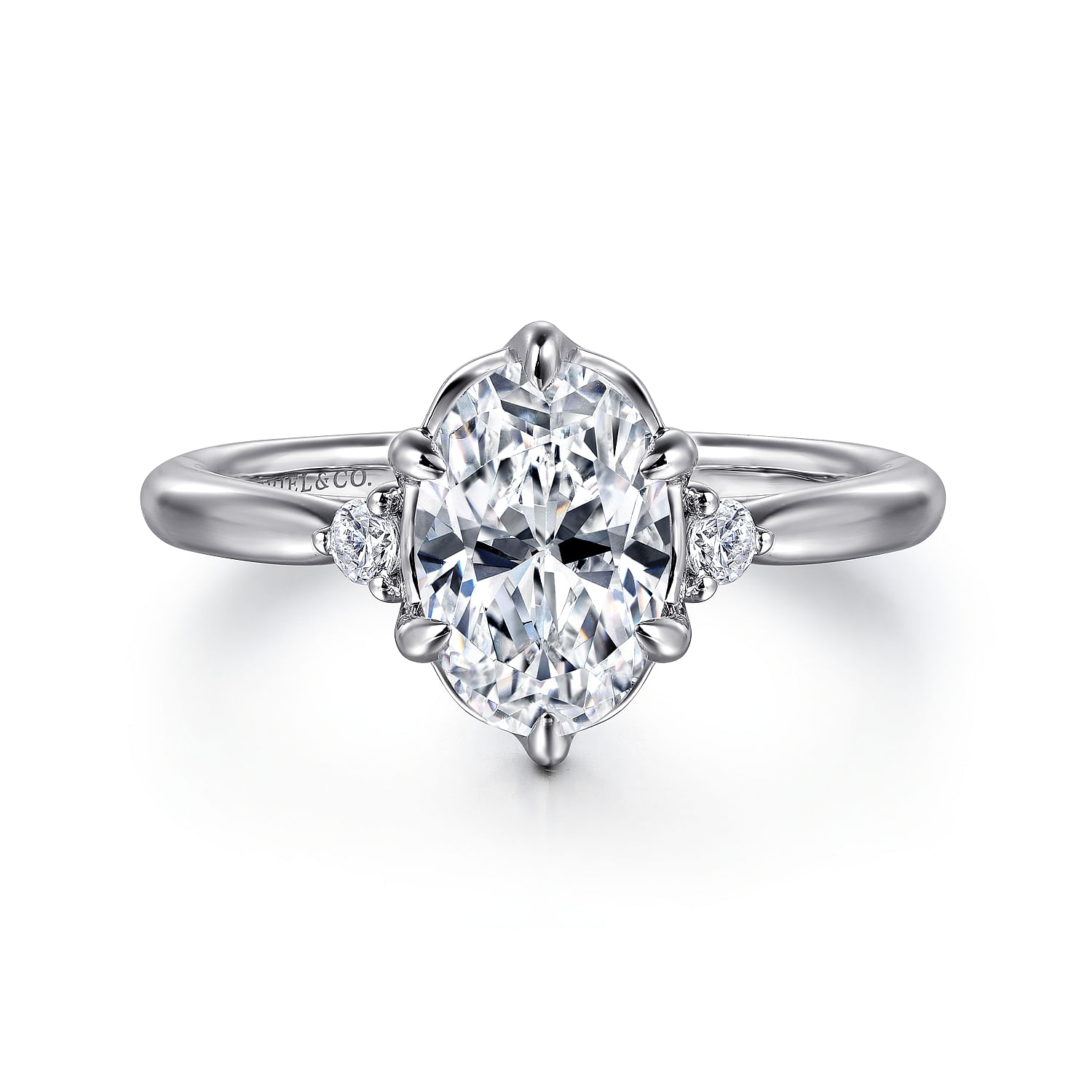 Blaise 14K White Gold Oval Three Stone Diamond Engagement Ring