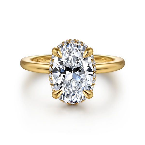 14K Yellow Gold Oval Hidden Halo Diamond Engagement Ring @ $1400. Shop ...